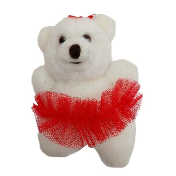 Russ | Toys | Russ Mini White Bear Plush Stuffed Animal In Red Tule ...